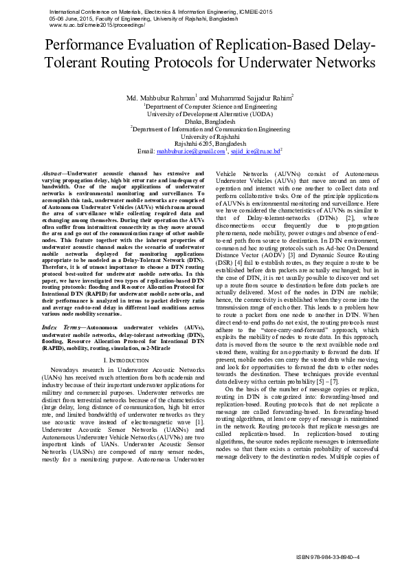 Pdf Performance Evaluation Of Replication Based Delay Tolerant