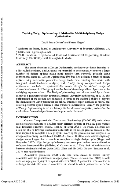 (PDF) Teaching Design Optioneering: A Method for Multidisciplinary ...