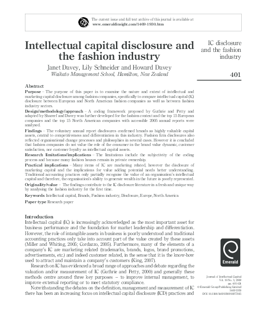 (PDF) Intellectual capital disclosure and the fashion industry