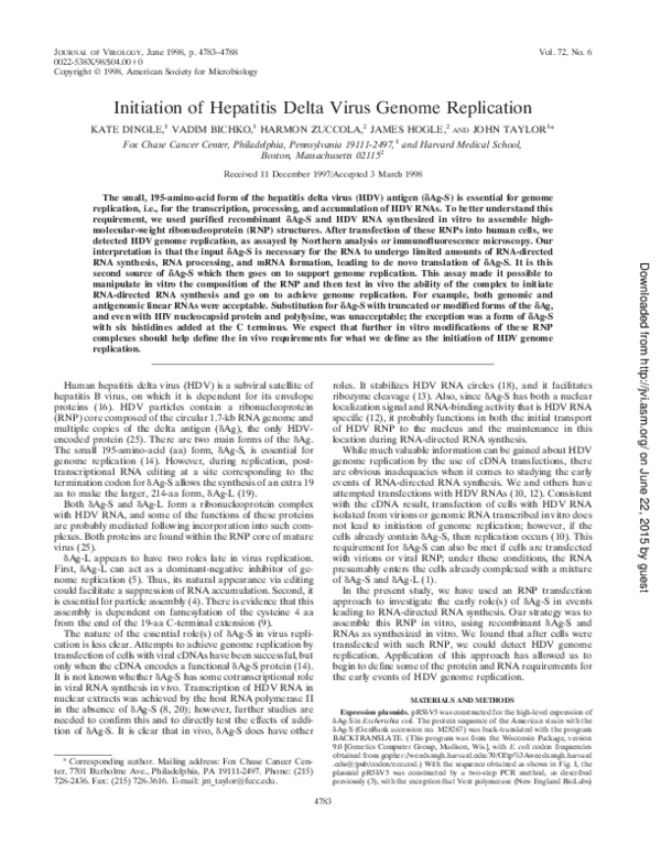 (PDF) Hepatitis Delta Antigen Requires a Minimum Length of the ...