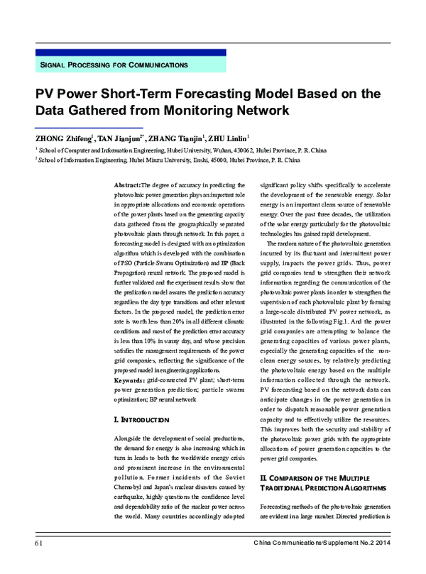 Pdf Pv Power Short Term Forecasting Model Based On The Data Gathered