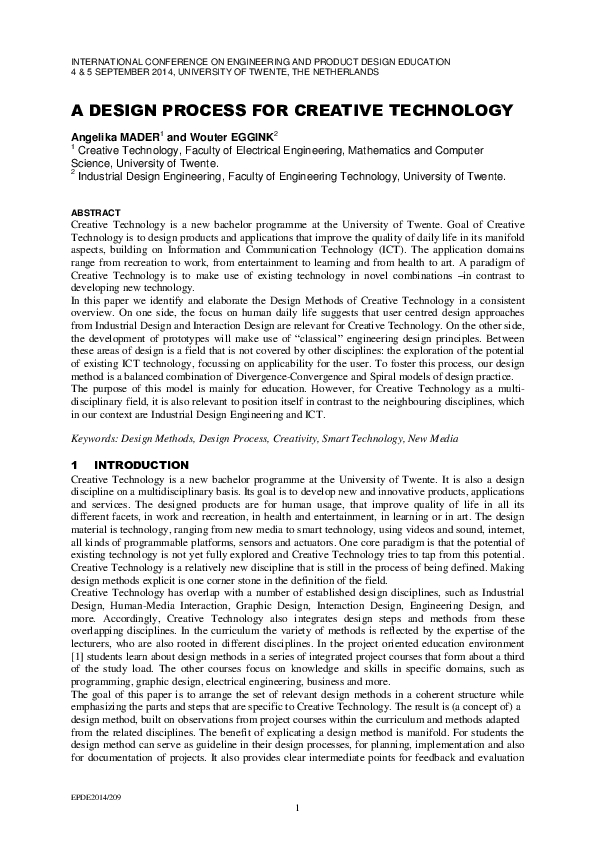 (PDF) A Design Process for Creative Technology