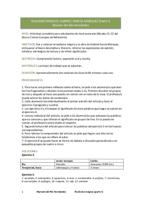 (PDF) Realismo mágico Gabriel García Márquez