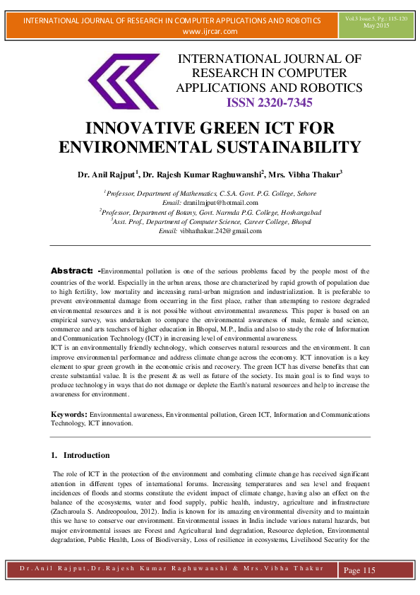 INNOVATIVE GREEN ICT FOR ENVIRONMENTAL SUSTAINABILITY﻿﻿﻿﻿﻿﻿﻿﻿﻿﻿