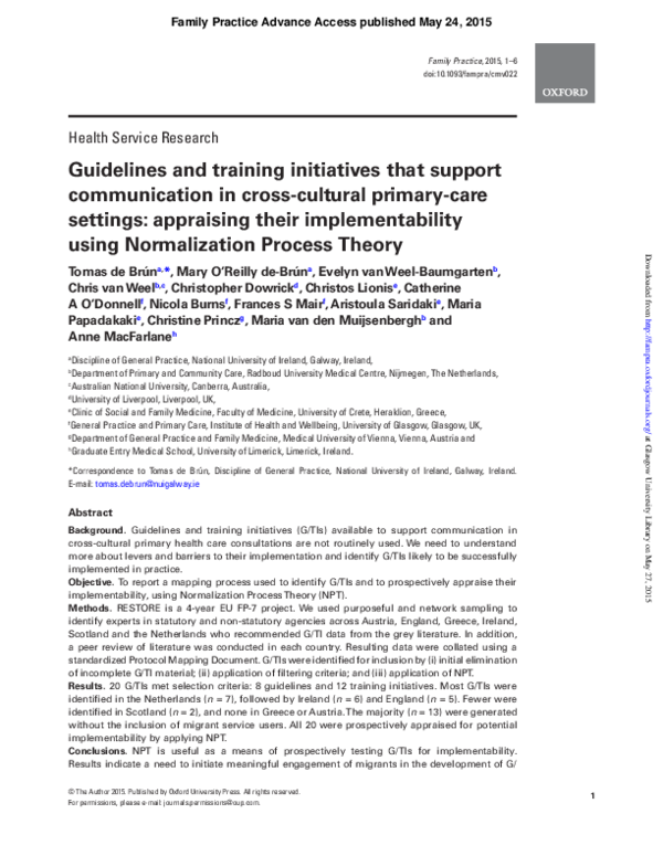 (PDF) Guidelines and training initiatives that support communication in ...