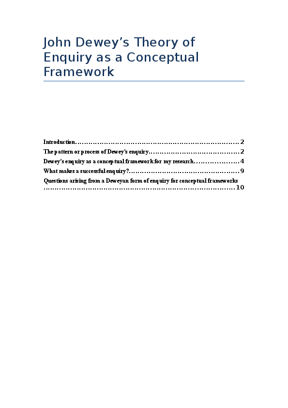 (DOC) John Dewey's Theories of Enquiry as Conceptual Framework