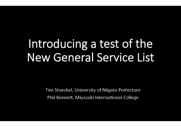 (PDF) Introducing a test of the New General Service List
