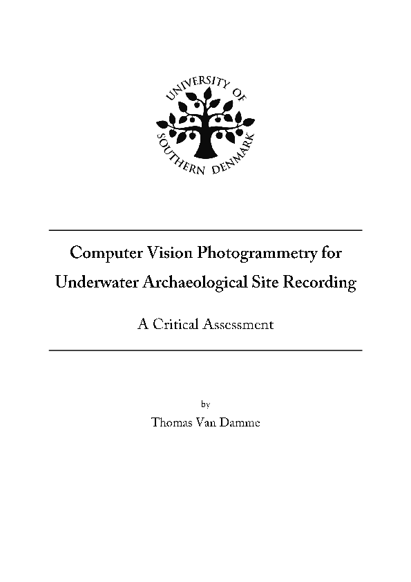 (PDF) Computer Vision Photogrammetry for Underwater Archaeological Site Recording: A Critical ...