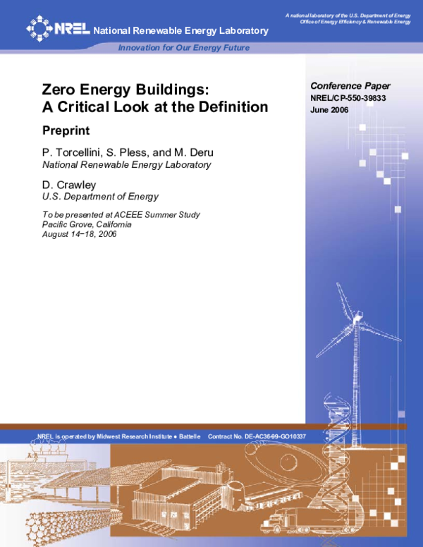 (PDF) Zero Energy Buildings: A Critical Look at the Definition Preprint