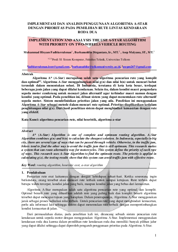 (PDF) IMPLEMENTASI DAN ANALISIS PENGGUNAAN ALGORITMA A-STAR DENGAN ...