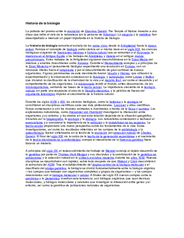 (DOC) Historia de la biología