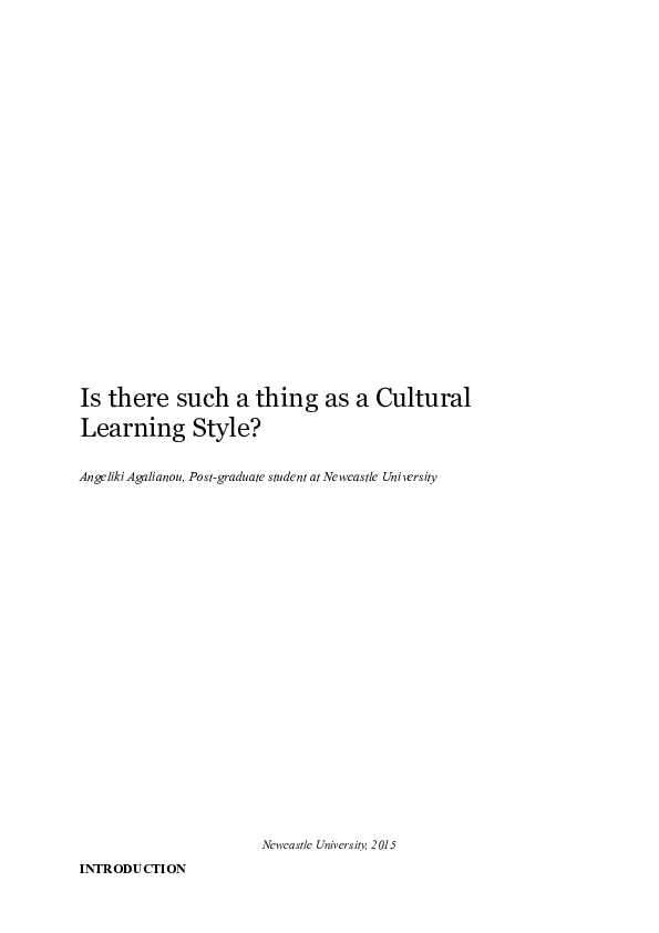 (DOC) Is there such a thing as a cultural learning style?