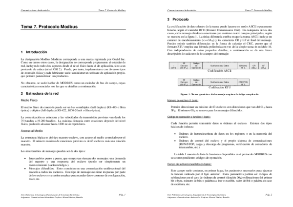 (PDF) Tema 7. Protocolo Modbus 1 Introducción