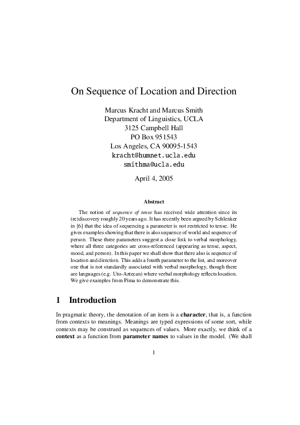 (PDF) On Sequence of Location and Direction