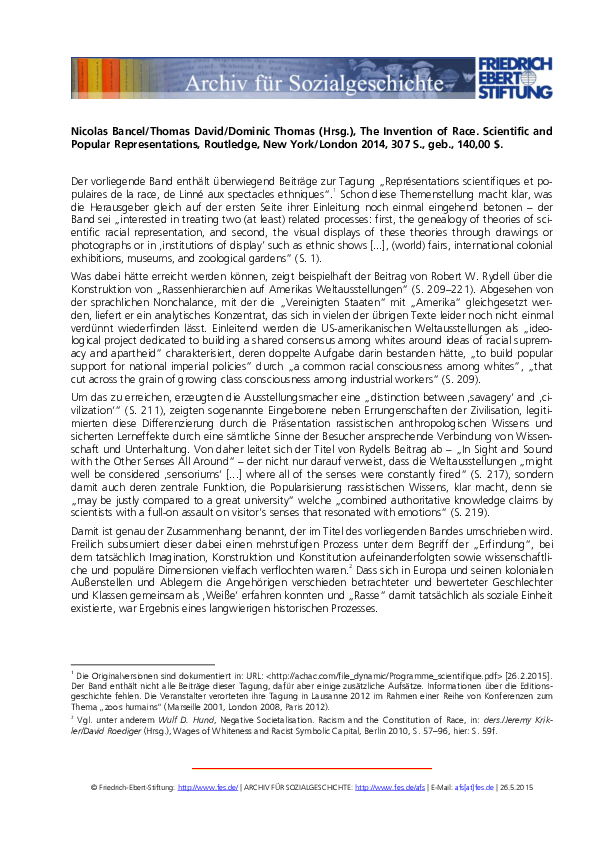 Nicolas Bancel, Thomas David, Dominic Thomas (eds.): The Invention of ...