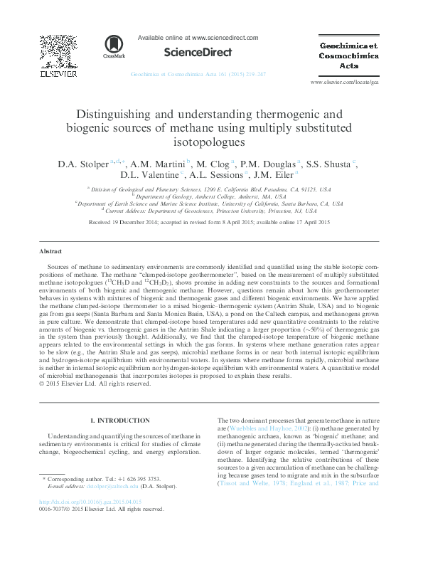 Distinguishing and understanding thermogenic and biogenic sources of ... Distinguishing and understanding thermogenic and biogenic sources of ...