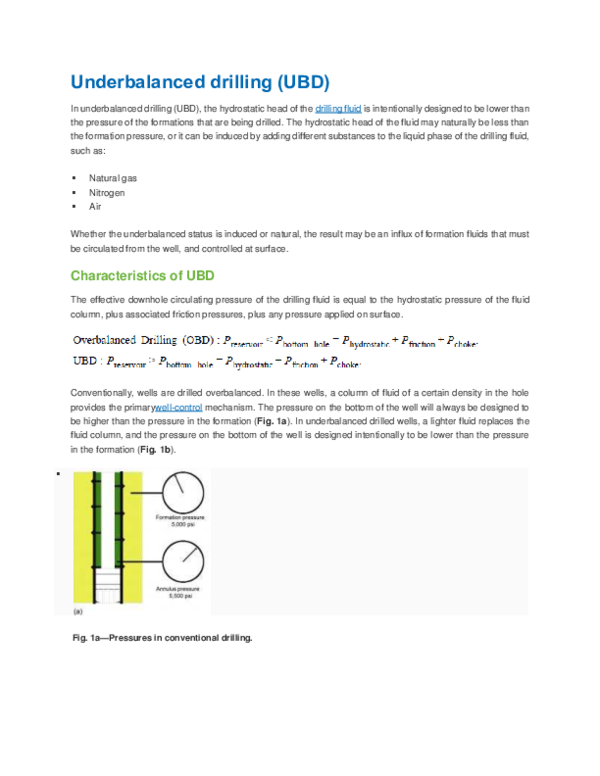 (PDF) Underbalanced drilling (UBD) Characteristics of UBD