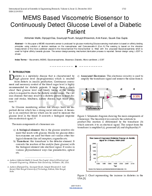 (PDF) MEMS Based Viscometric Biosensor to Continuously Detect Glucose Level of a Diabetic Patient