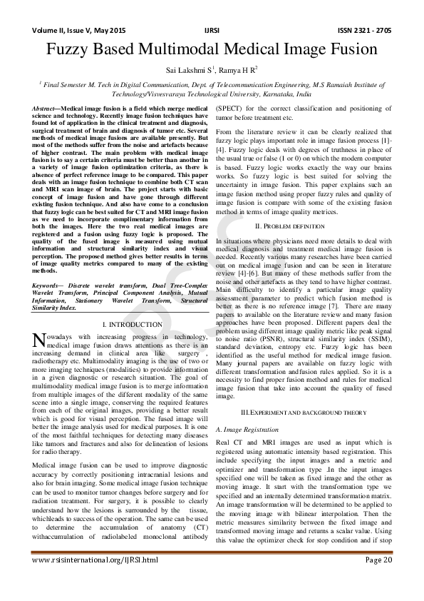 (PDF) Fuzzy Based Multimodal Medical Image Fusion