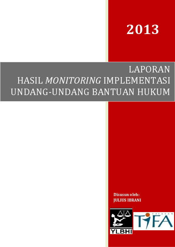 Pdf Laporan Hasil Monitoring Implementasi Undang Undang Bantuan Hukum