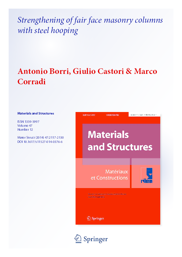 (PDF) Strengthening of fair face masonry columns with steel hooping