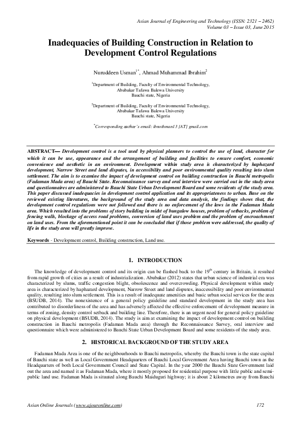 (PDF) Inadequacies of Building Construction in Relation to Development ...