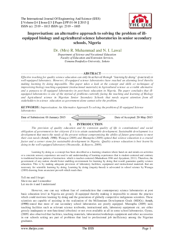 (PDF) Improvisation: an alternative approach to solving the problem of ...