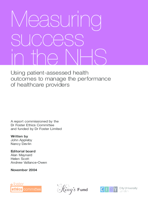 (PDF) Measuring success in the NHS