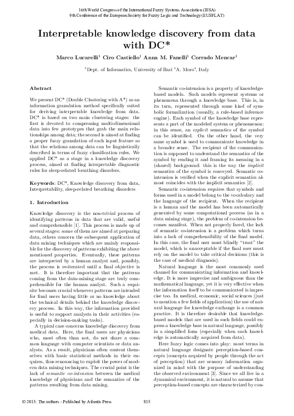 (PDF) Interpretable knowledge discovery from data with DC*