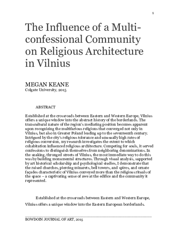 (PDF) The Influence of a Multi-confessional Community on Religious ...