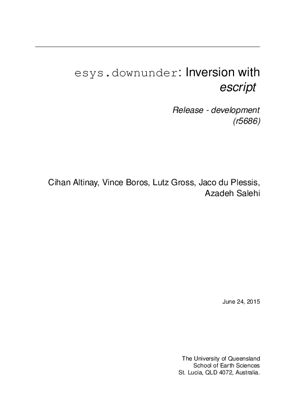 (PDF) esys. downunder: Inversion with escript
