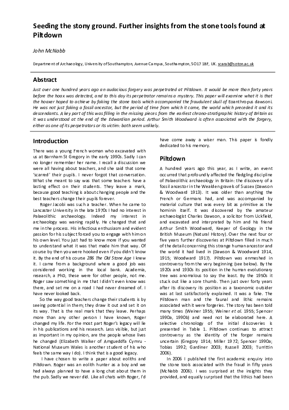 (PDF) Seeding the Stoney Ground. Further Insights from the Stone Tools ...