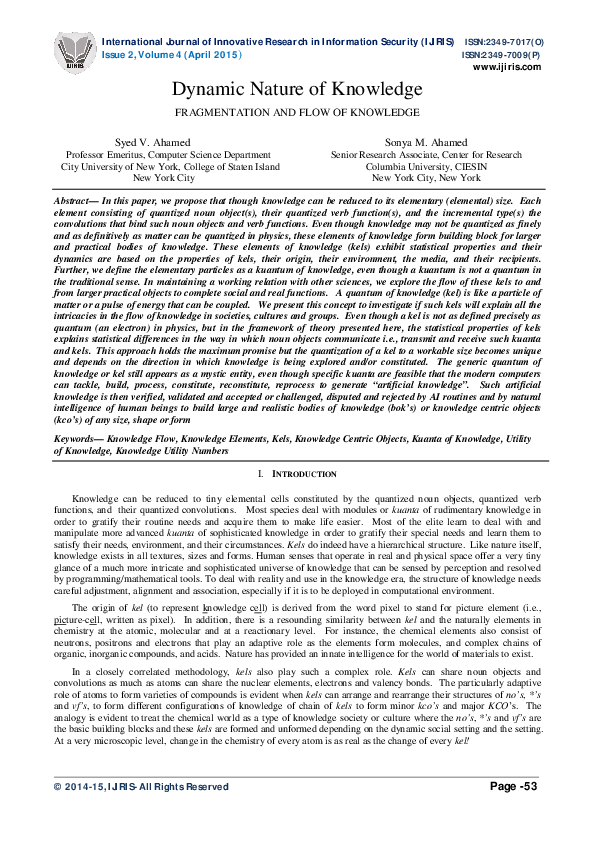(PDF) Dynamic Nature of Knowledge