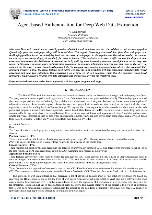 Pdf Agent Based Authentication For Deep Web Data Extraction