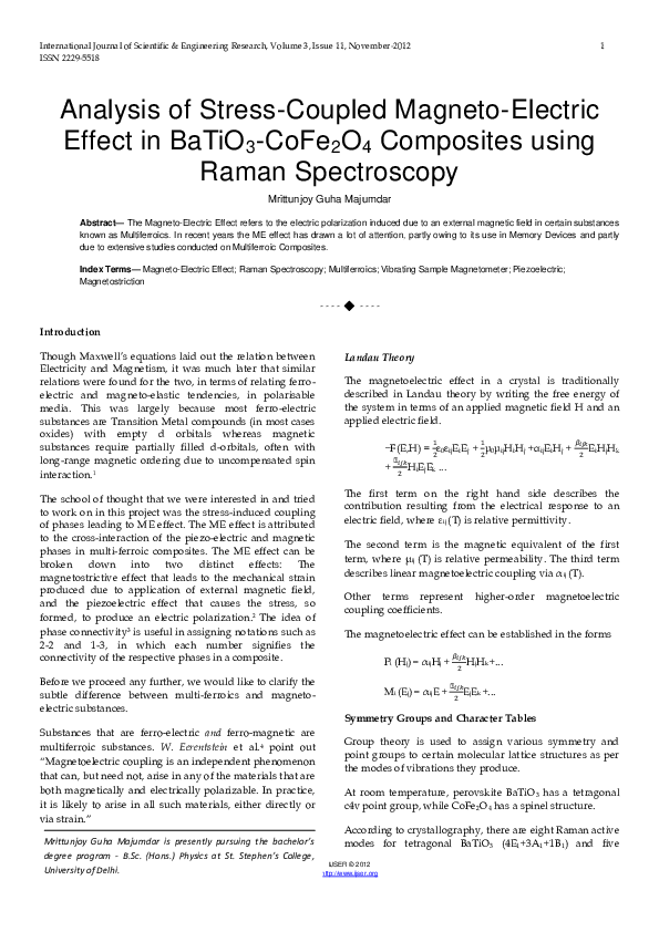 (PDF) Analysis of Stress-Coupled Magneto-Electric Effect in BaTiO3 ...