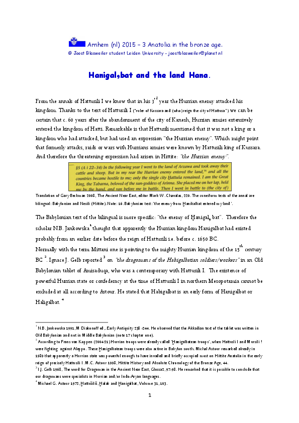 (PDF) Hanigalbat and the land Hana.