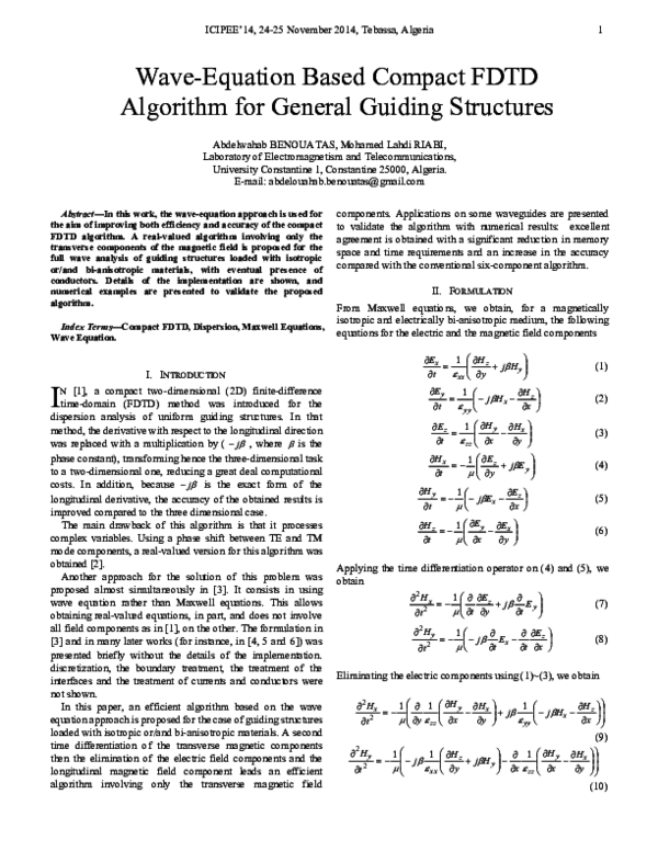 Wave-Equation Based Compact FDTD Algorithm for General Guiding Structure
