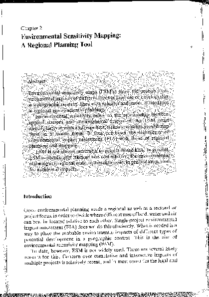 (PDF) Environmental sensitivity mapping: A regional planning tool