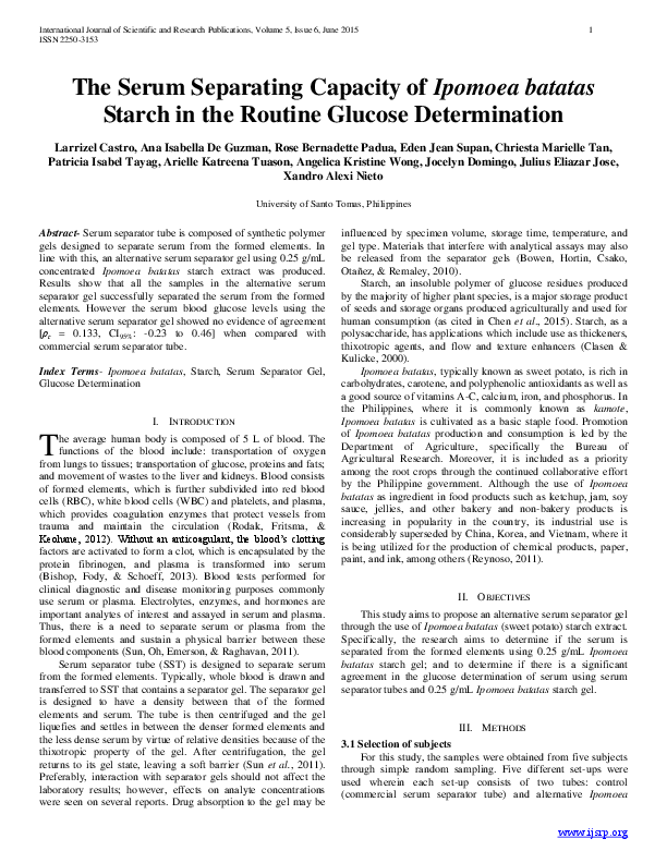 (PDF) The Serum Separating Capacity of Ipomoea batatas Starch in the ...