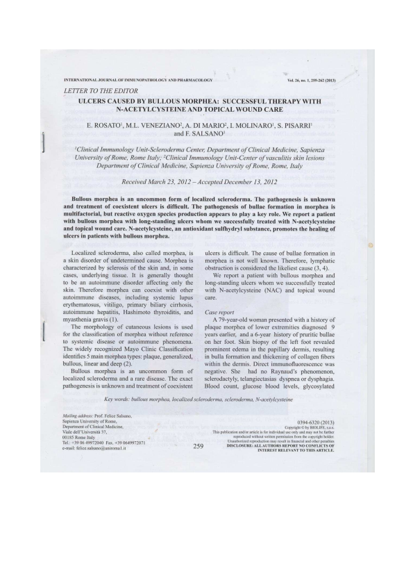 (PDF) Ulcers caused by bullous morphea: successful therapy with N ...