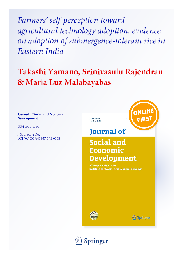 (PDF) Farmers’ self-perception toward agricultural technology adoption: evidence on adoption of ...