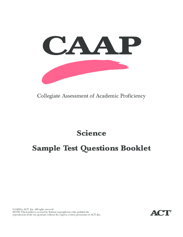 (PDF) Collegiate Assessment of Academic Proficiency Science Sample Test ...