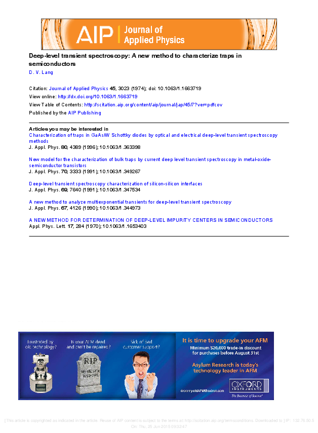 (PDF) Deep‐level transient spectroscopy: A new method to characterize ...