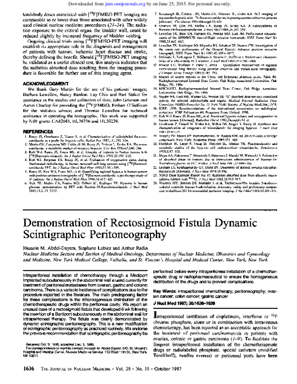 (PDF) Demonstration of Rectosigmoid Fistula Dynamic Scintigraphic ...