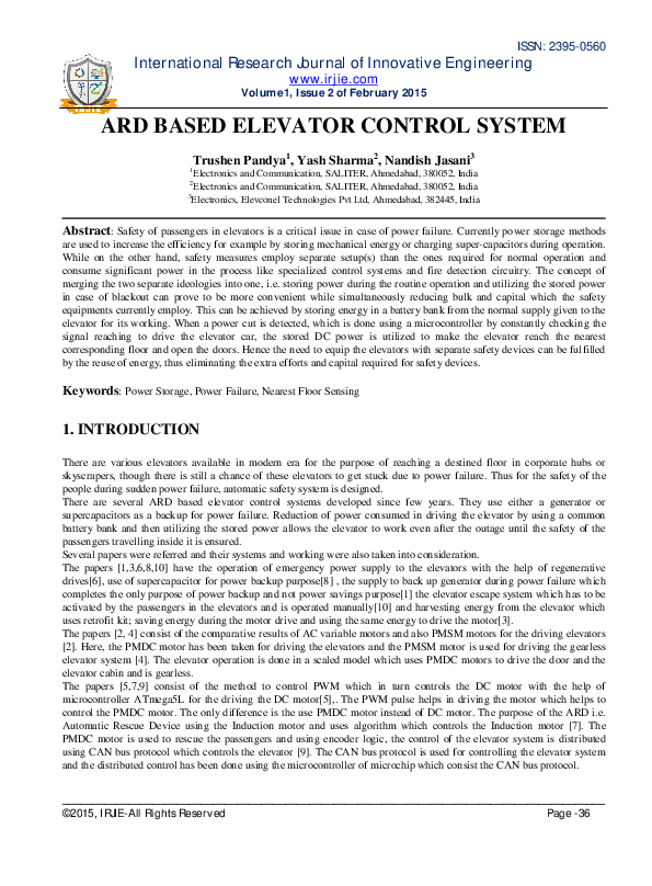 (PDF) ARD BASED ELEVATOR CONTROL SYSTEM