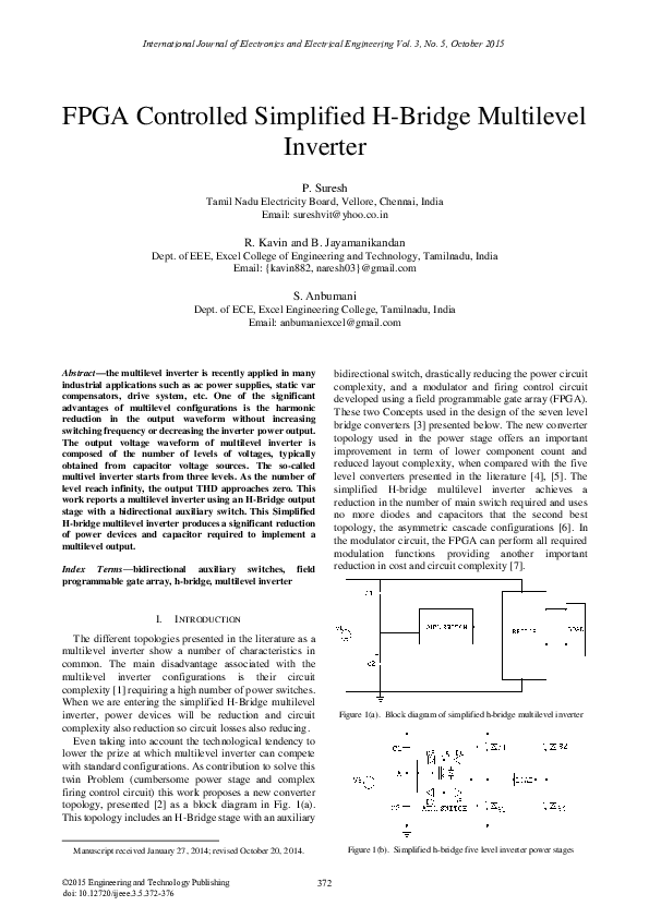 (PDF) FPGA Controlled Simplified H-Bridge Multilevel Inverter