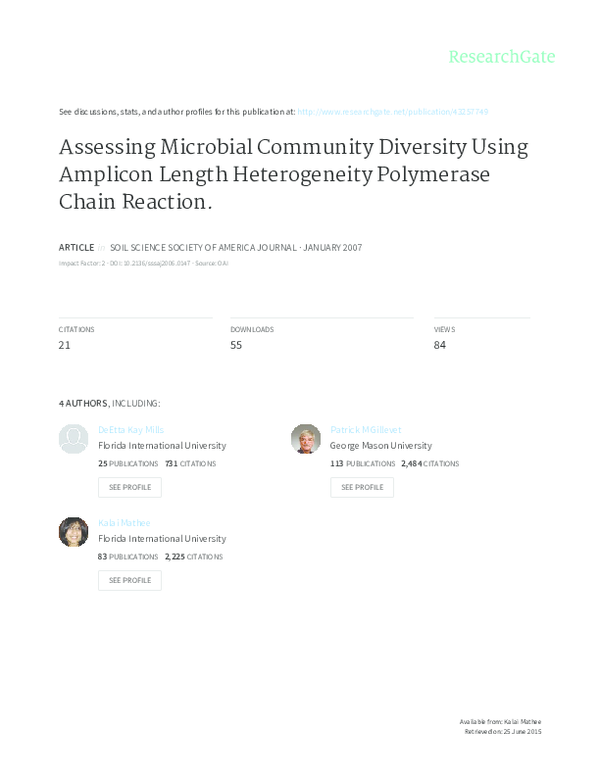 (PDF) Assessing Microbial Community Diversity Using Amplicon Length ...