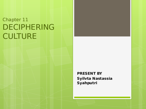 Ppt Ch 11 Deciphering Culture