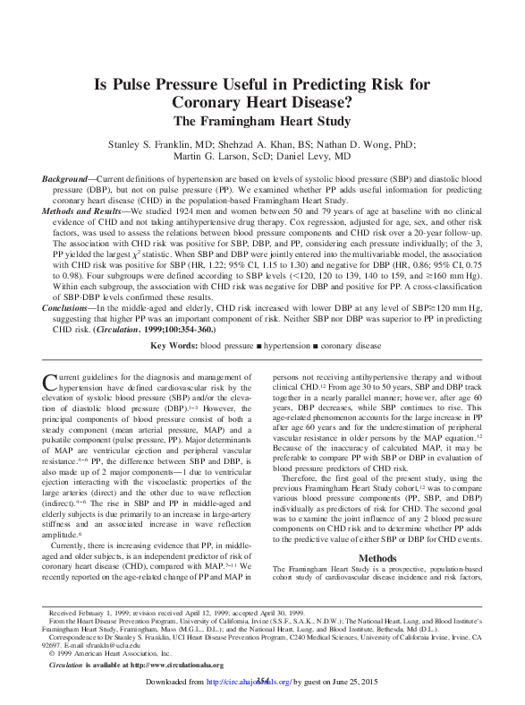 (PDF) Is Pulse Pressure Useful in Predicting Risk for Coronary Heart ...