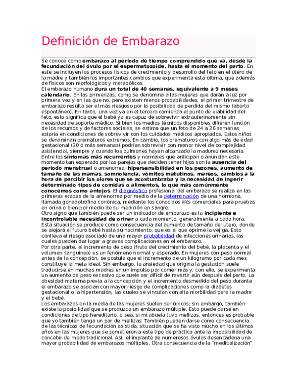 (DOC) Definición de Embarazo